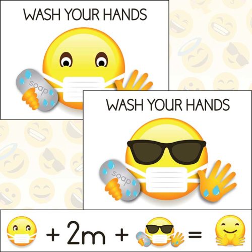 Emoji Social Distancing and Hygiene Floor Stickers | Sensory Corridors
